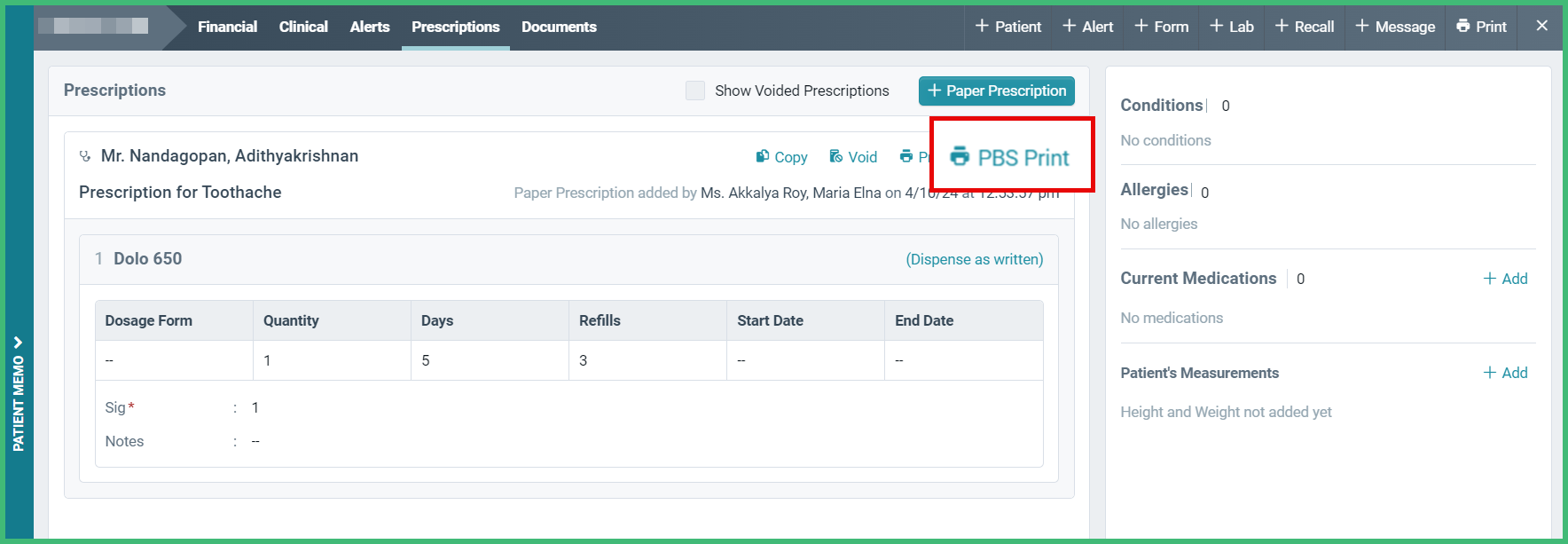 Printing a Prescription on the Australian PBS Paper – CareStack