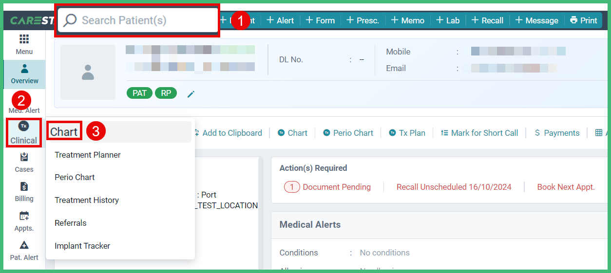 Different Touchpoints for Charting Conditions – CareStack