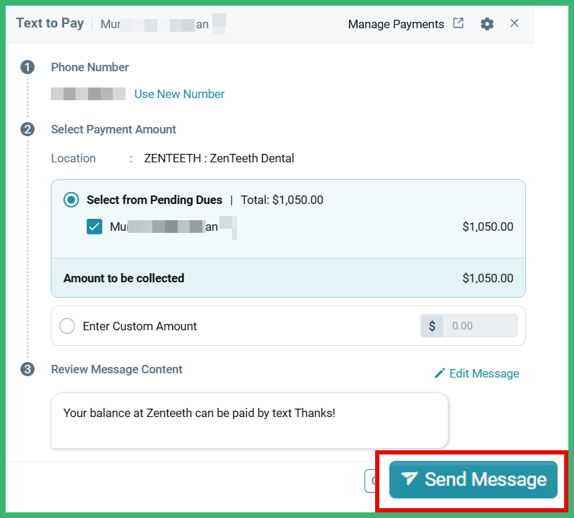 Manage Text to Pay – CareStack