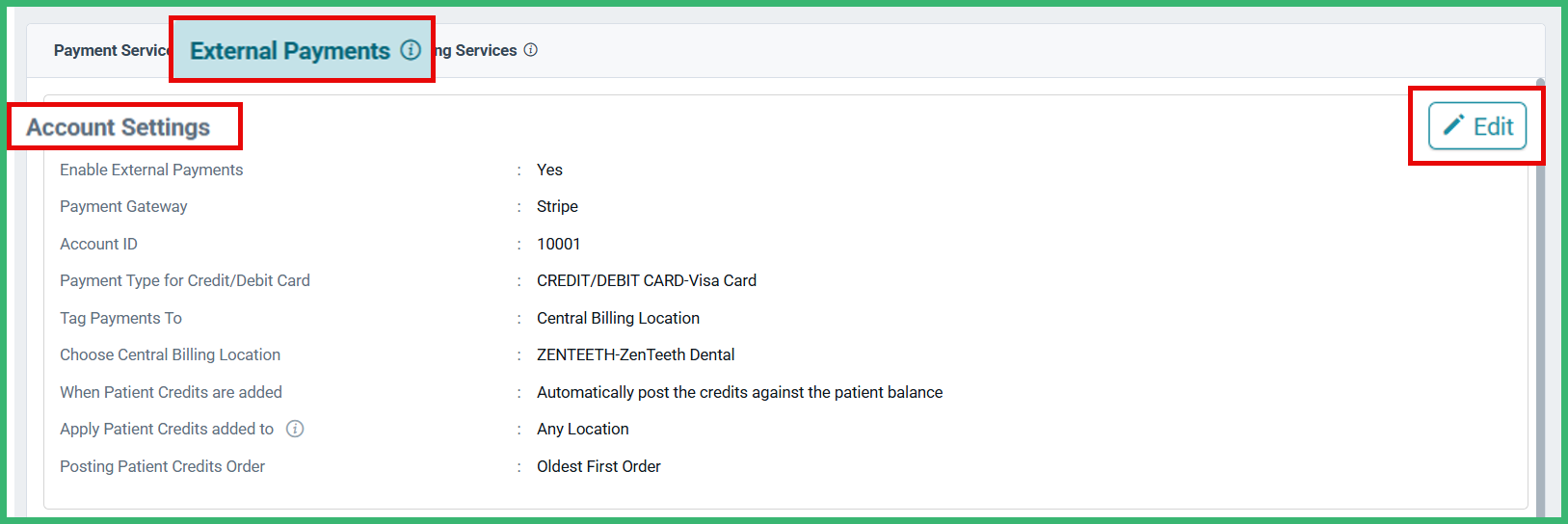 Configure External Payment Settings – CareStack