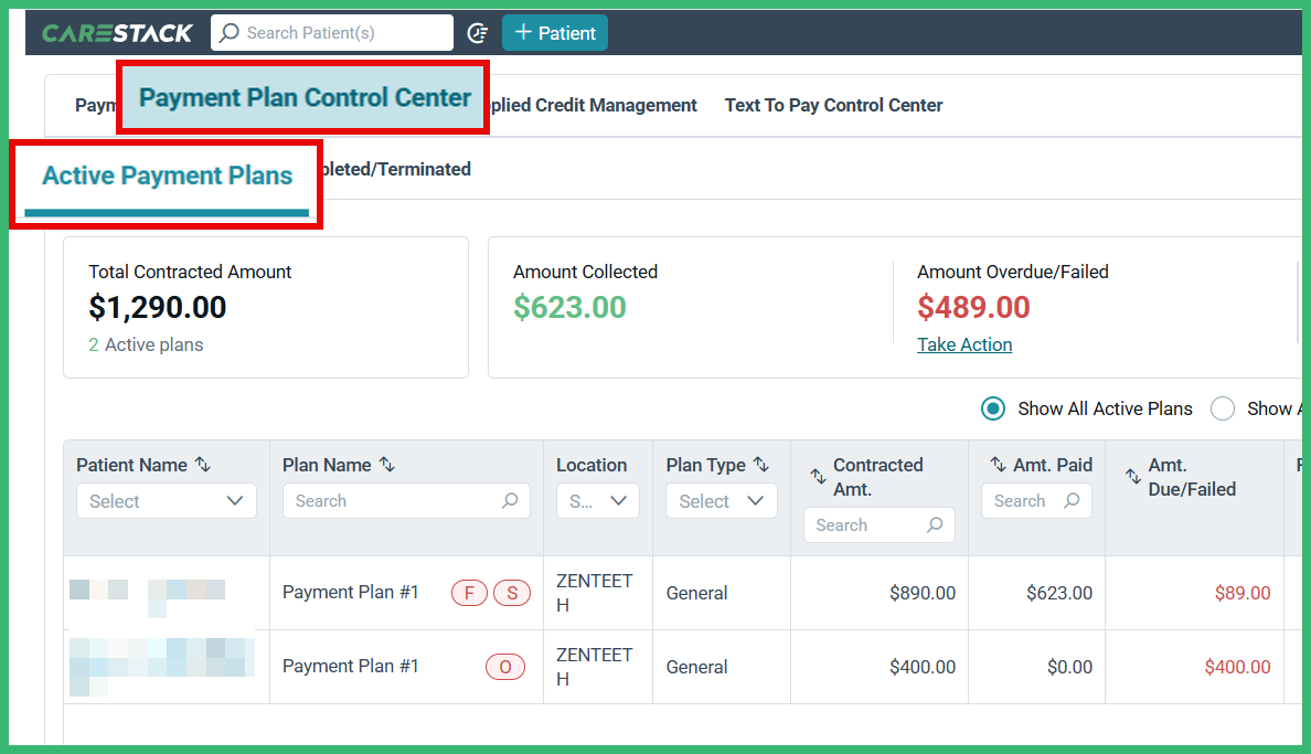 An Overview of the Payment Plan Control Center – CareStack