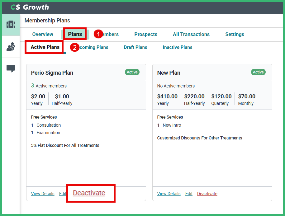 Edit or Deactivate an Existing Membership Plan – CareStack