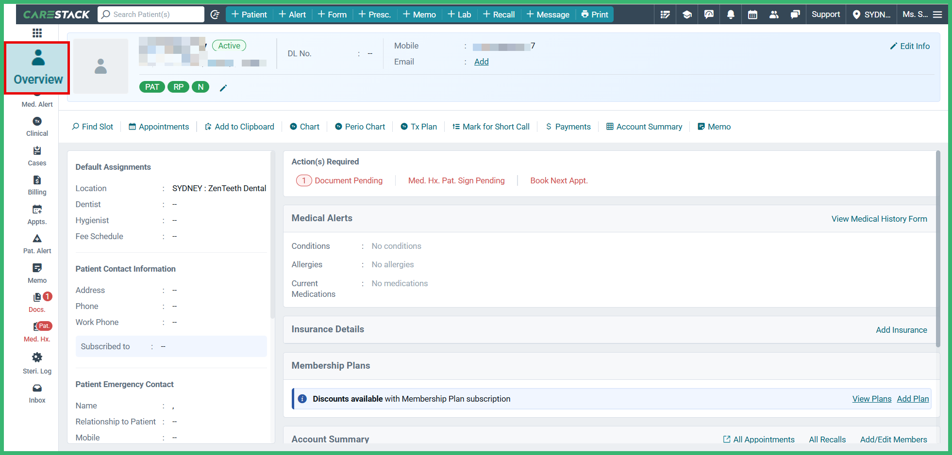 All About Patient Overview – CareStack
