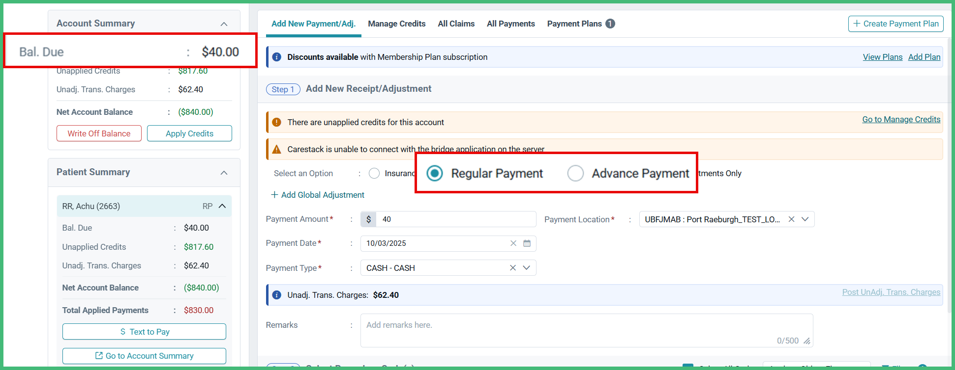 Add a Patient Payment or Adjustment & Email Payment Invoices – CareStack