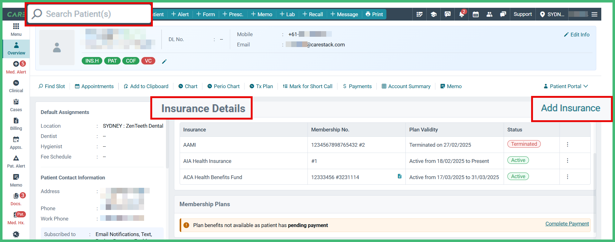 Add Health Insurance to a Patient – CareStack