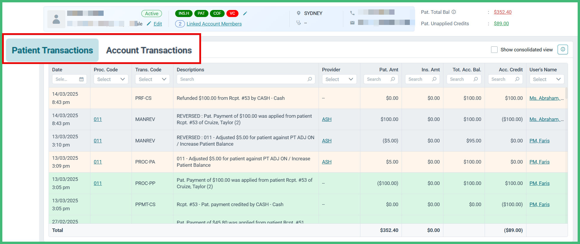 View System Transactions – CareStack