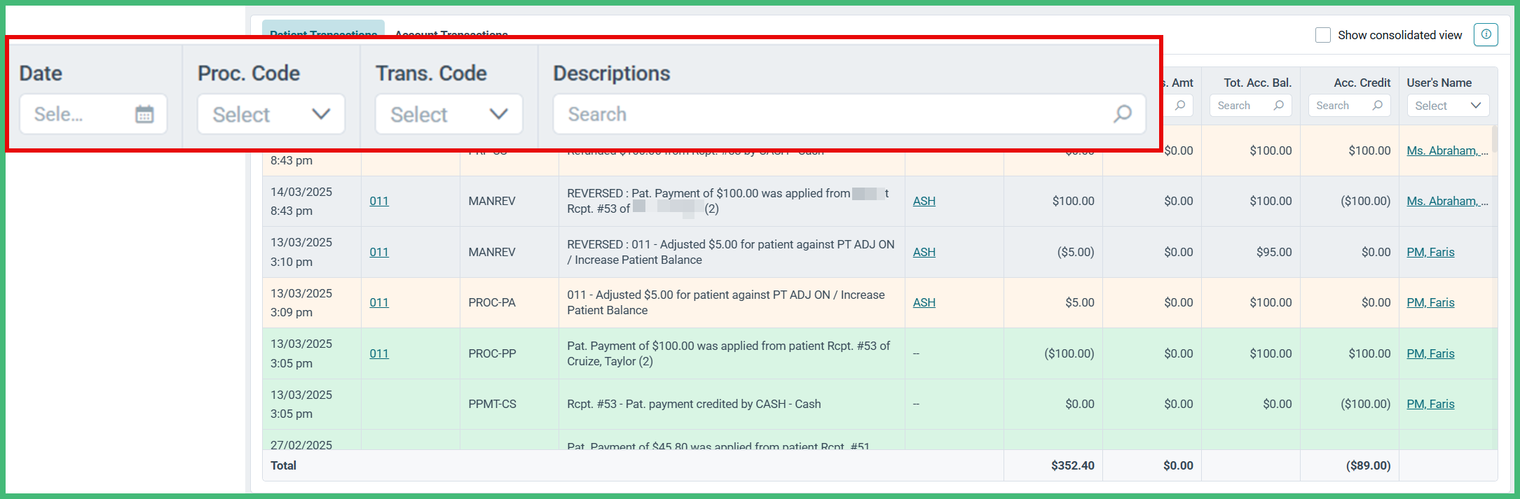 View System Transactions – CareStack