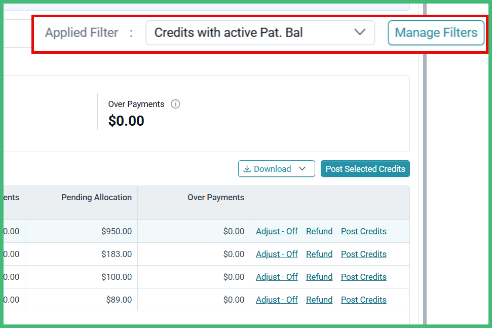 An Overview of the Unapplied Credit Management Dashboard – CareStack
