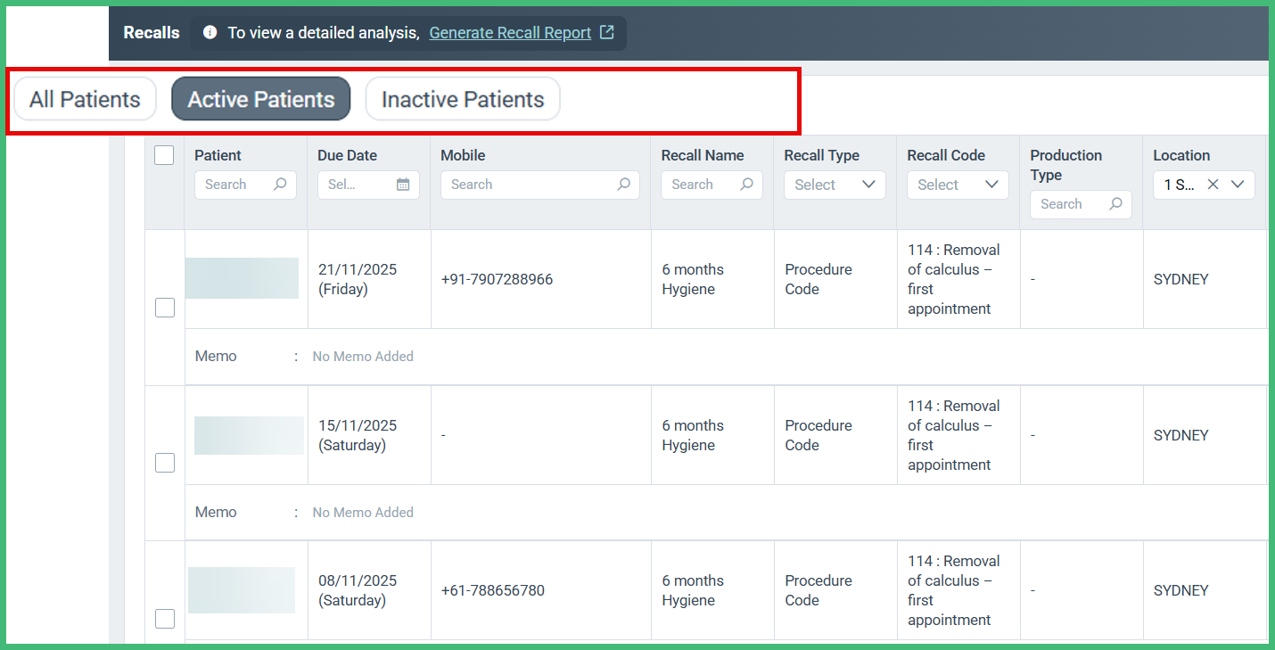 Manage Recalls of All Patients via Recalls List – CareStack