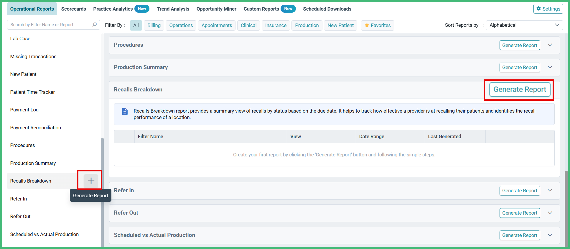 Generate Recalls Breakdown Report – CareStack