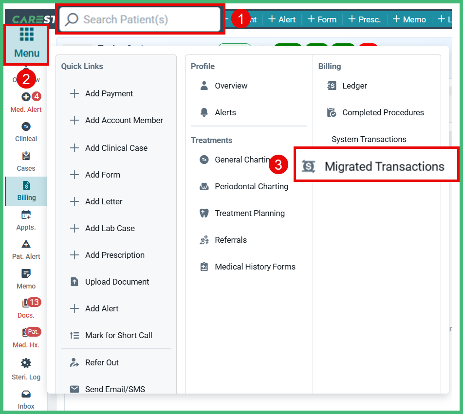 Print Migrated Transactions – CareStack