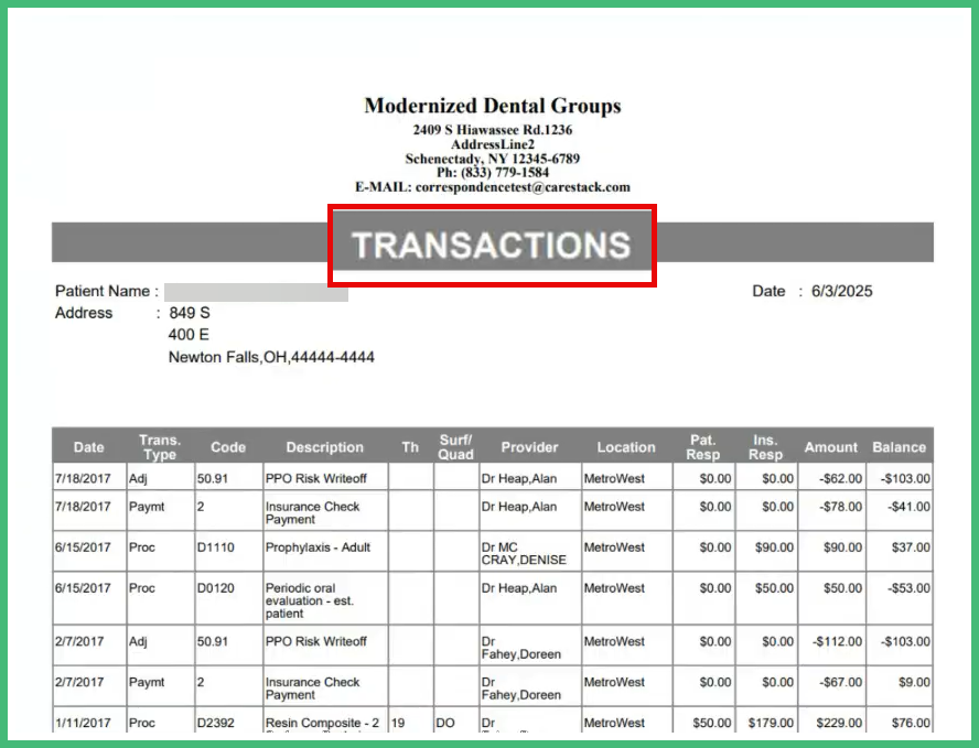 Print Migrated Transactions – CareStack