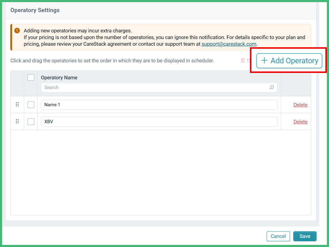Add or Edit Operatories – CareStack