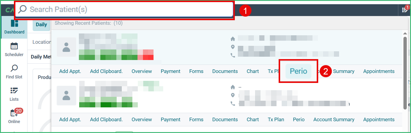 View Statistics in Perio Chart – CareStack