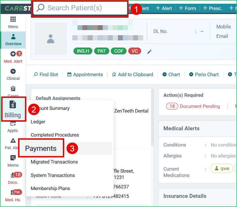 Add a Patient Payment or Adjustment & Email Payment Invoices – CareStack