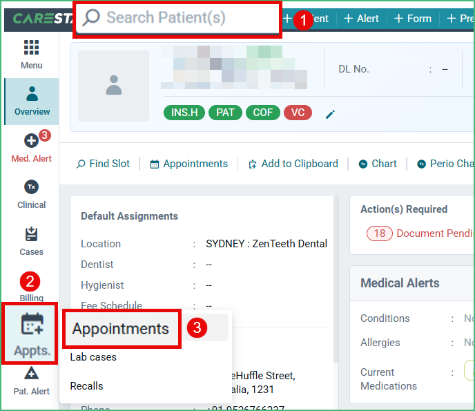Overview of Patient's Appointments – CareStack