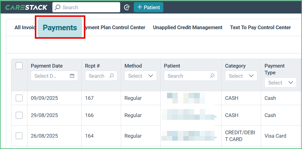Manage Payments of All Patients – CareStack