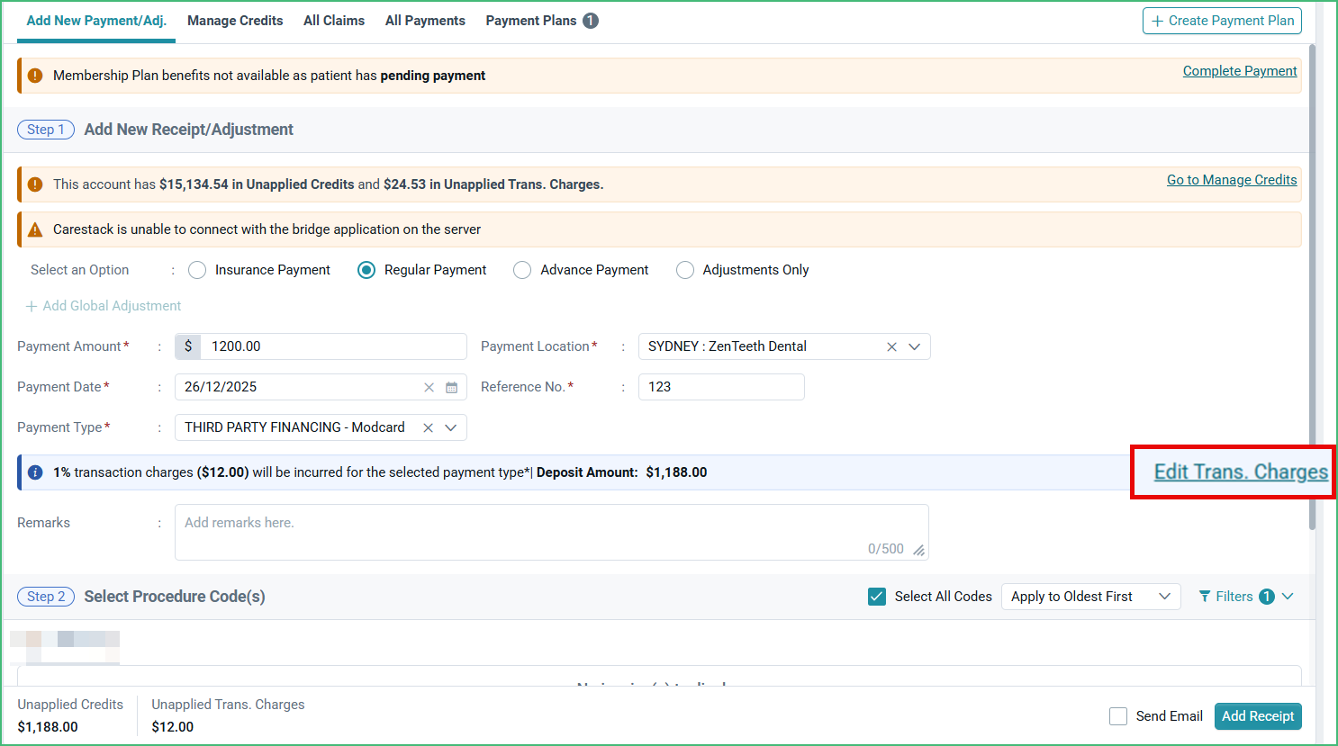 Accounting for Third Party Payments and Transaction Charges – CareStack